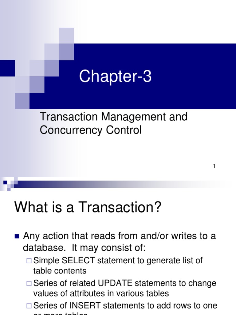 Chapter 3 Transaction Management And Concurrency Control Pdf Database Transaction Databases