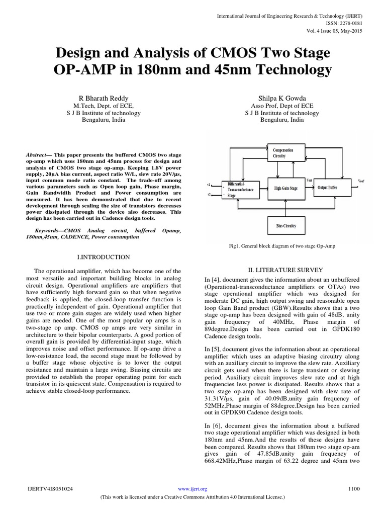 Two-Stage CMOS Op-Amp Design in 180nm | PDF | Operational Amplifier ...