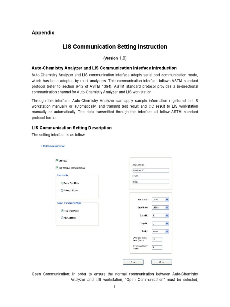 LIS Communication Setting Instruction | PDF | Ascii | Computer Data