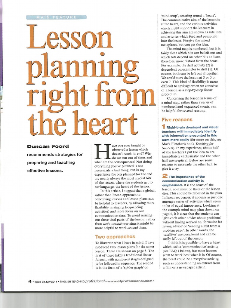 Lesson Planning From The Heart PDF | PDF