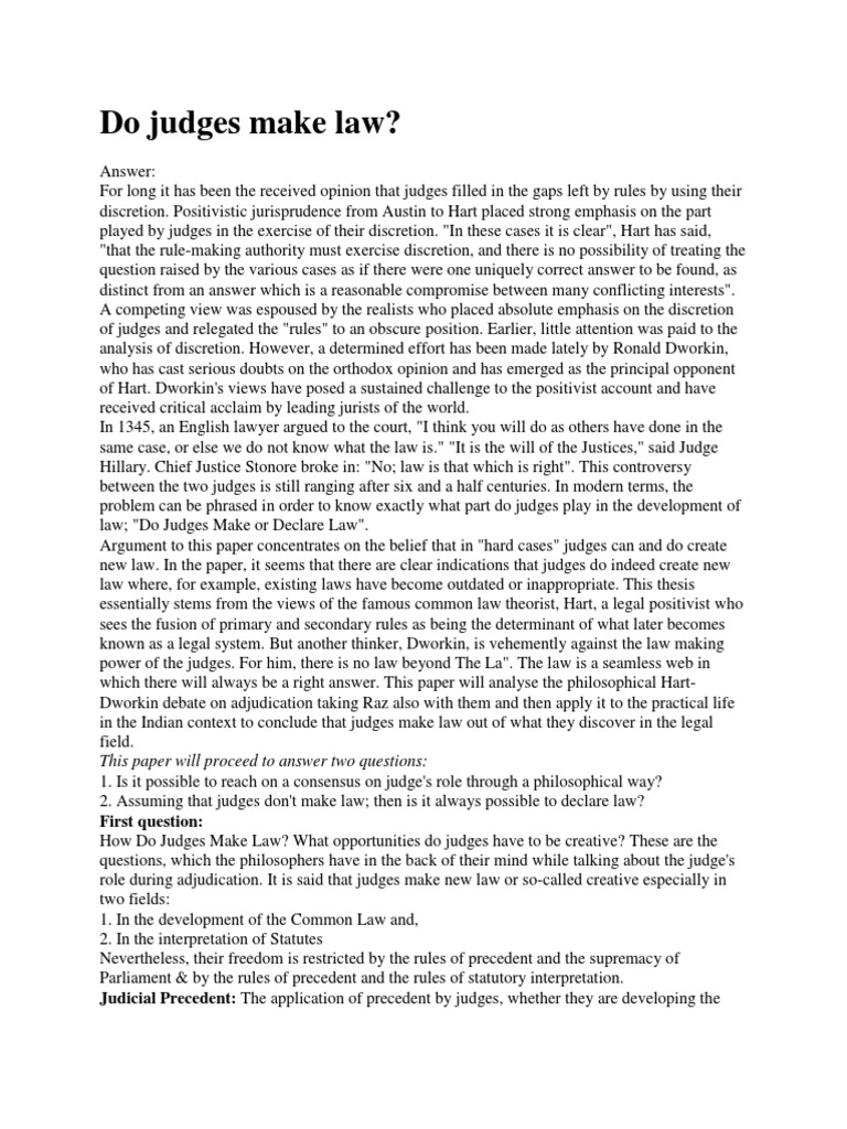 Do Judges Make Law | PDF | Precedent | Jurisprudence