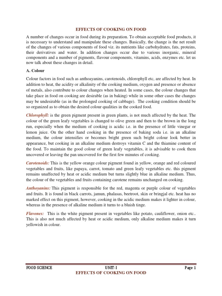 Effects of Cooking on Food Components | PDF | Cooking | Foods