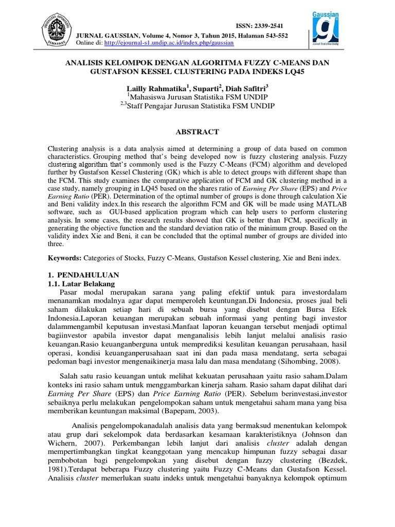 ID Analisis Kelompok Dengan Algoritma Fuzzy | PDF | Computers