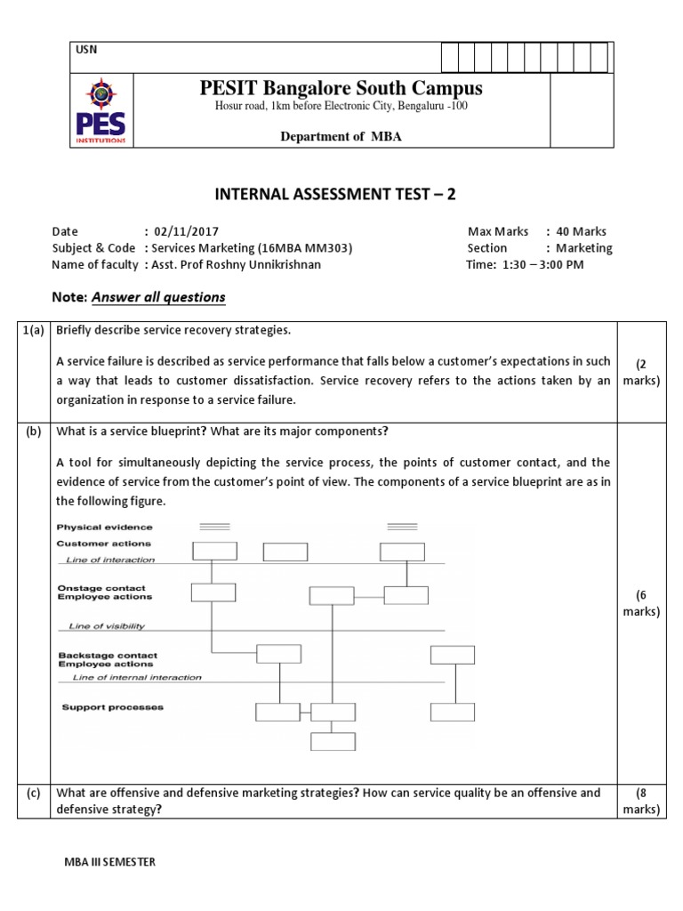 PESIT Bangalore South Campus: Internal Assessment Test - 2 | PDF ...