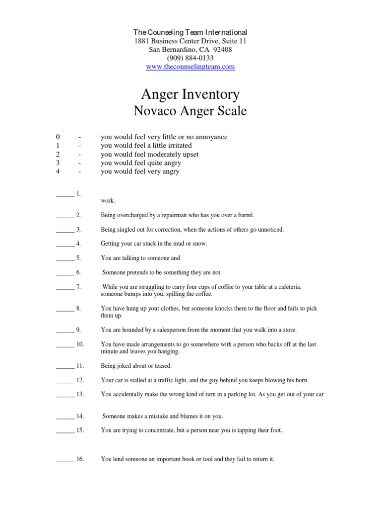 Anger Inventory NOVACO | PDF | Anger
