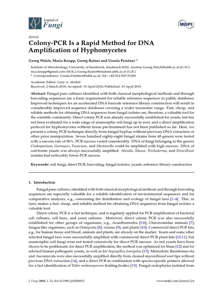 Colony PCR | PDF | Polymerase Chain Reaction | Fungus