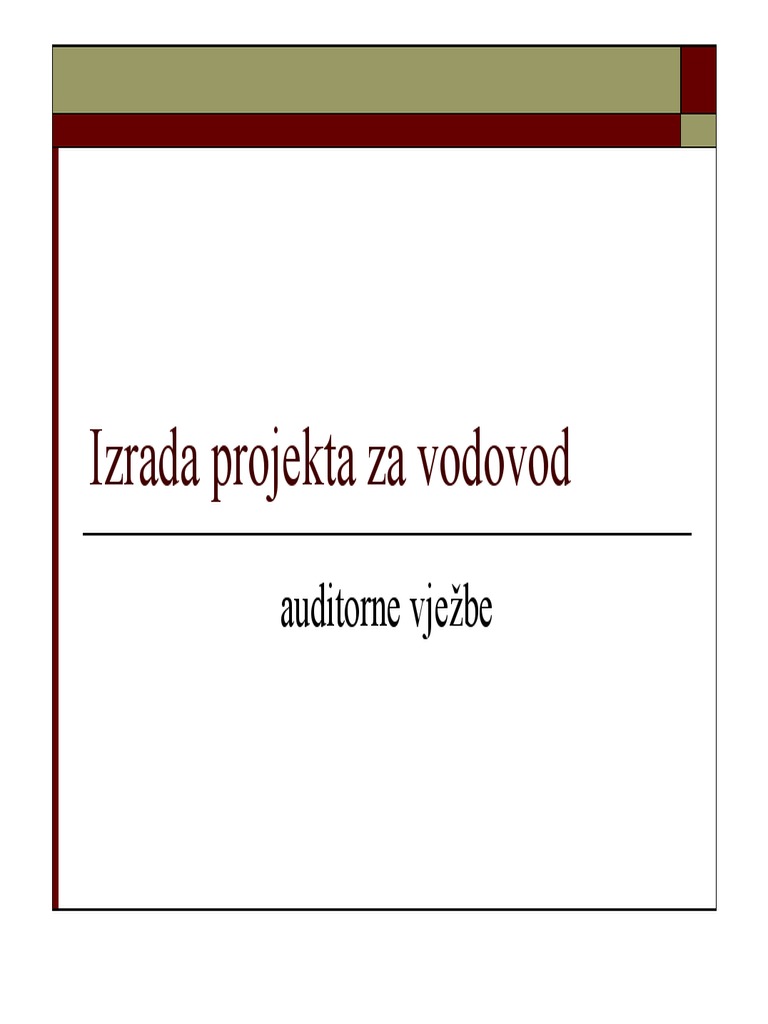 Izrada Projekta Za Vodovod PDF | PDF