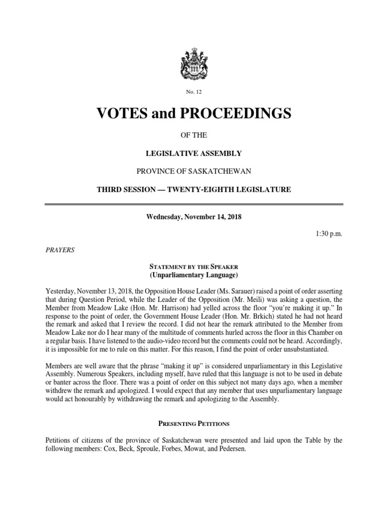 Votes and Proceedings: Legislative Assembly | PDF | Electroconvulsive ...