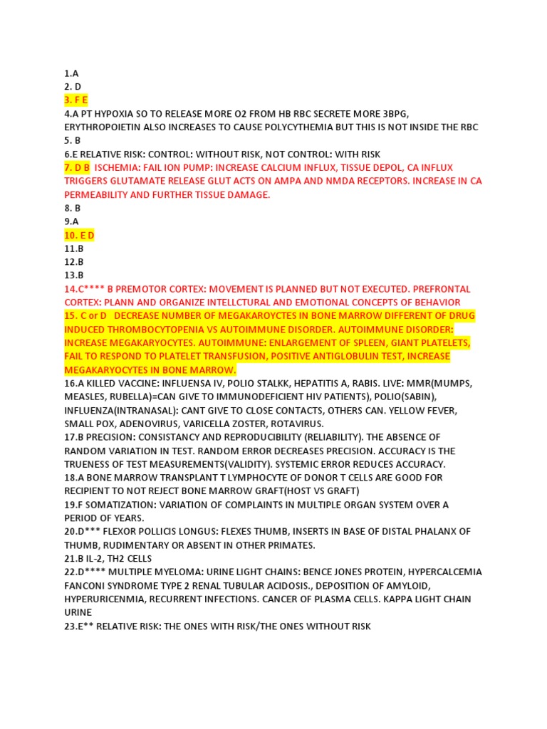 Nbme 5 Block 1 Explanations | PDF | Lymphocyte | Bone Marrow