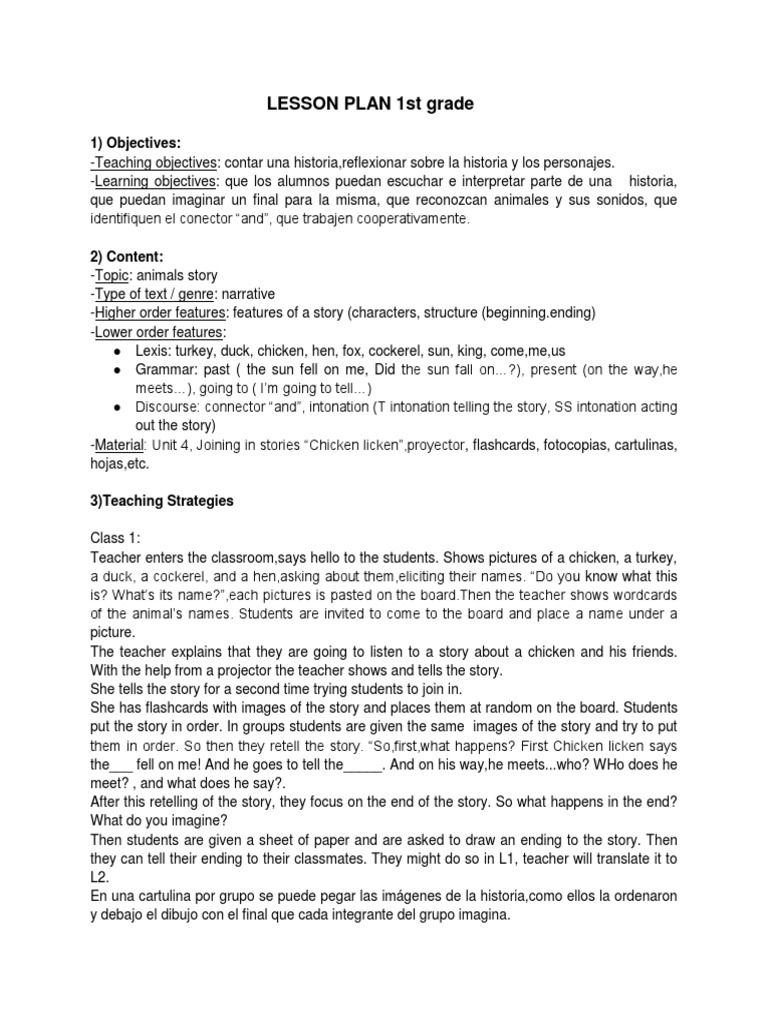 Lesson Plan 1st Grade | PDF | Learning | Behavior Modification