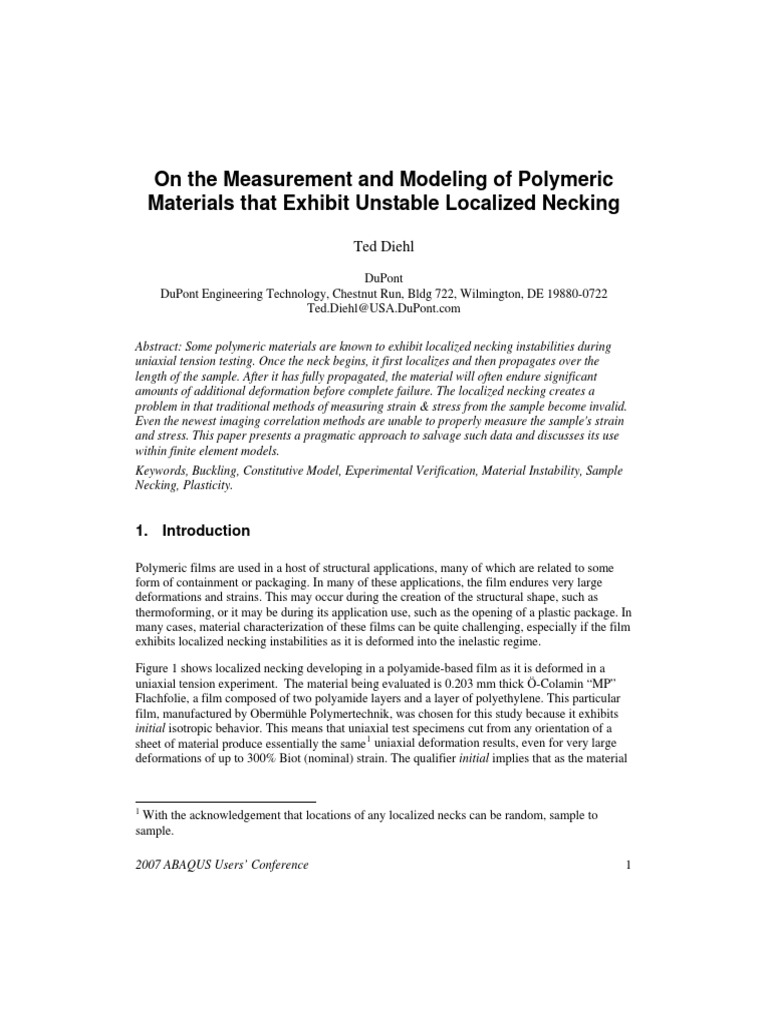 Necking Abaqus | PDF | Deformation (Engineering) | Stress (Mechanics)