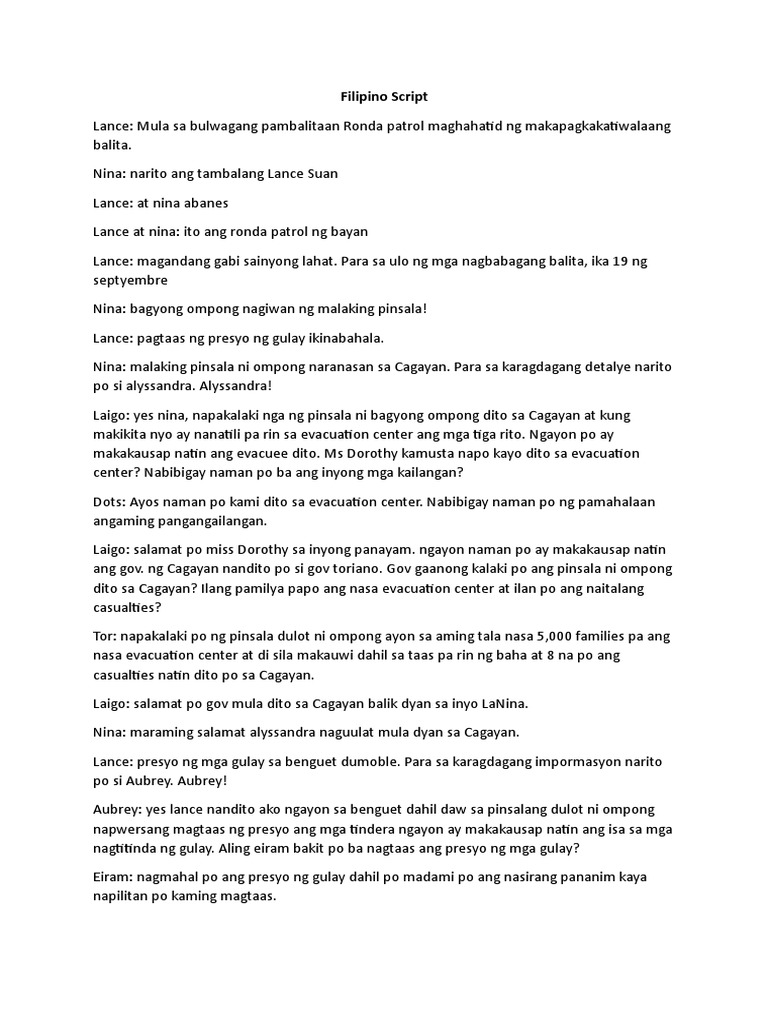 Filipino Project Script (Play) | PDF