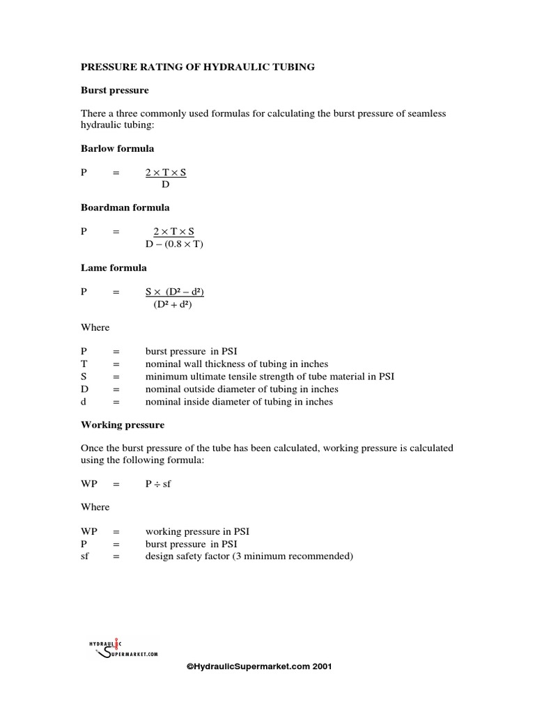Burst Pressure Tubing Thickness PDF | PDF | Gas Technologies | Pipe ...