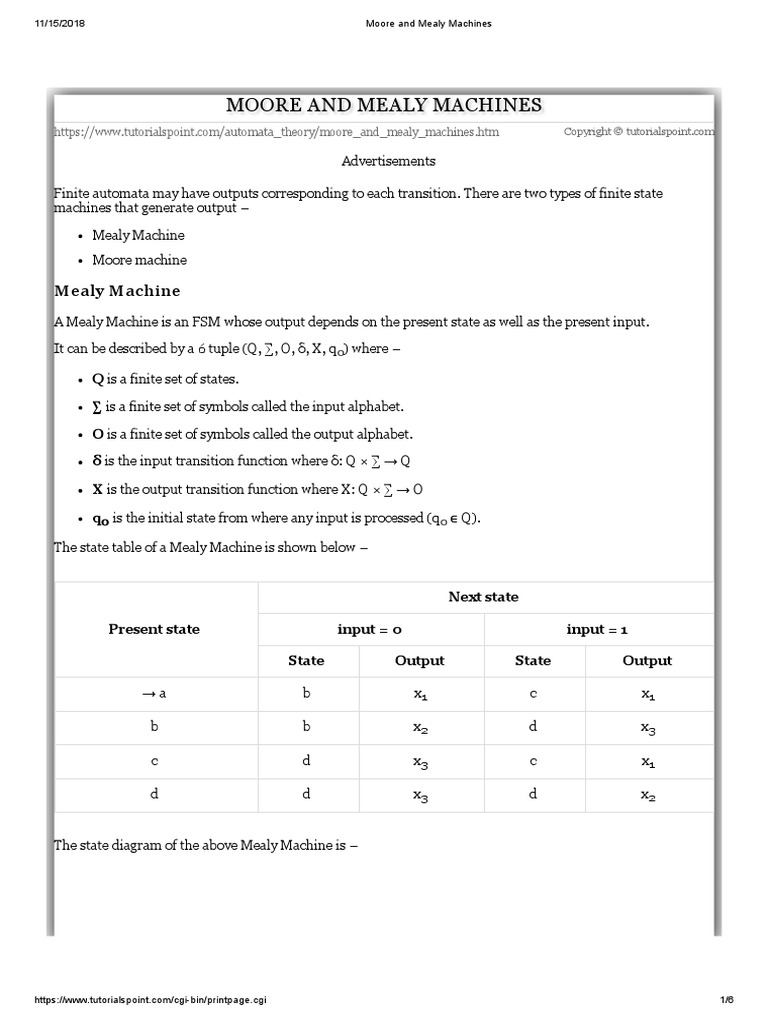 Moore and Mealy Machines | Formal Methods | Electronics
