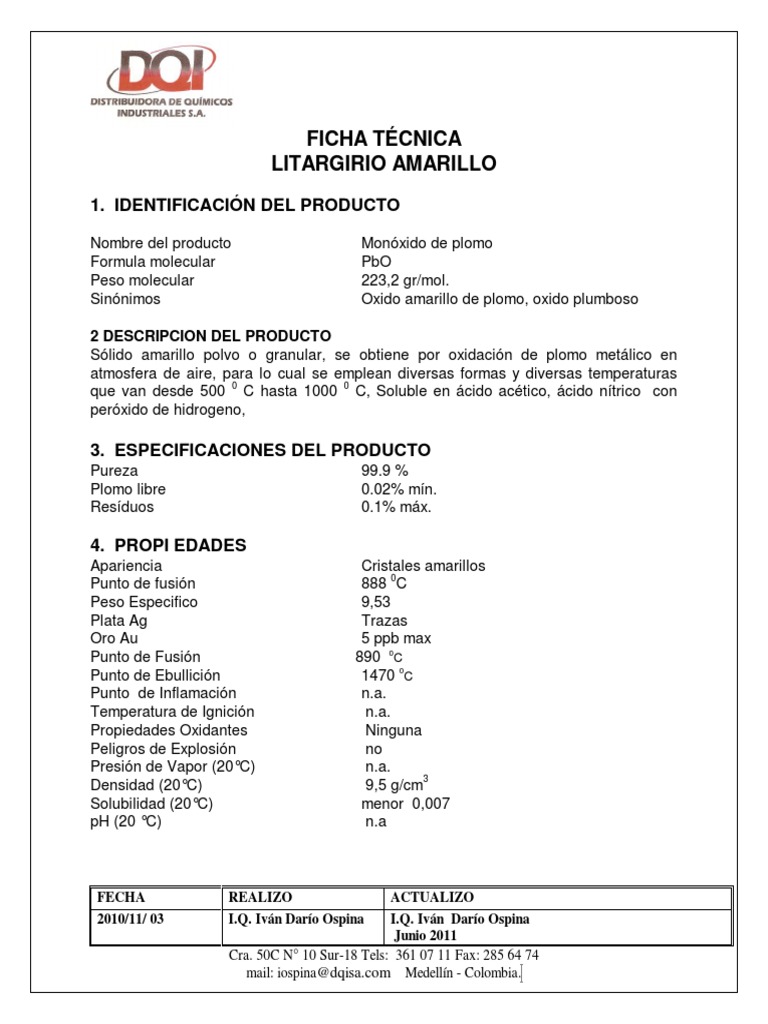 Litargirio Amarillo | PDF | Dirigir | Oro