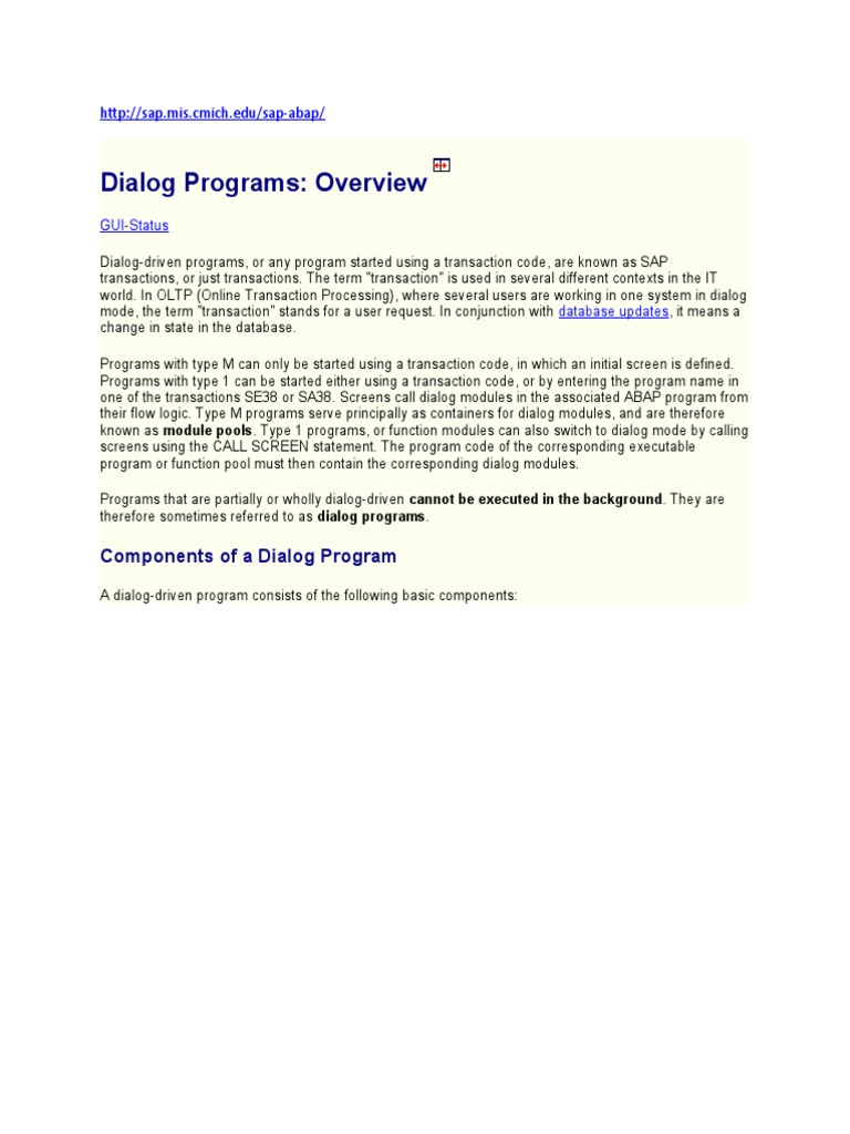 Dialog Programs: Overview: Components of A Dialog Program | Download ...