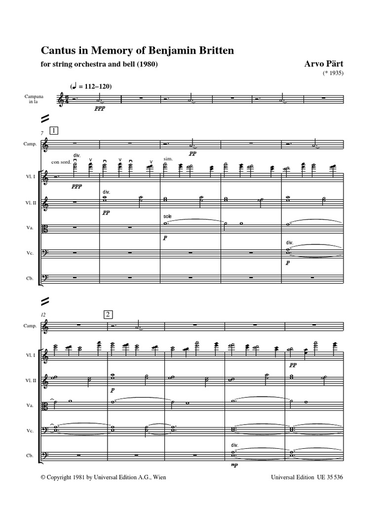Cantus in Memory of Benjamin Britten | PDF