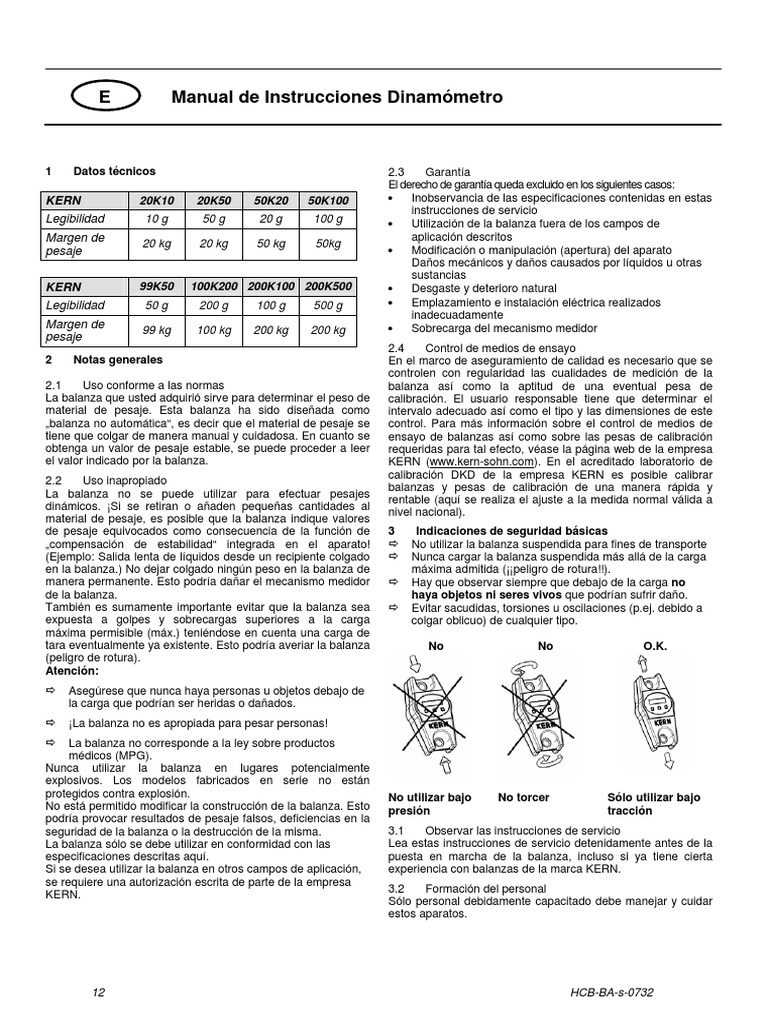 Manual Dinamómetro | PDF | Calibración | Balanza