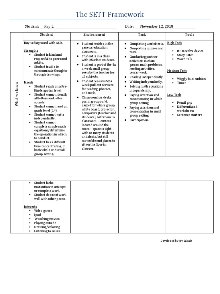 Sett Framework | PDF | Classroom | Applied Psychology
