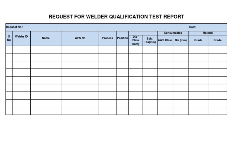 Welder Qualification Test Report Request | PDF