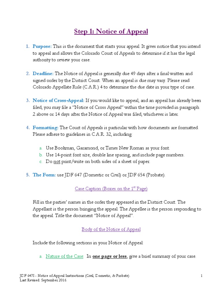 2 - Notice of Appeal Instructions PDF | PDF | Appeal | Government ...