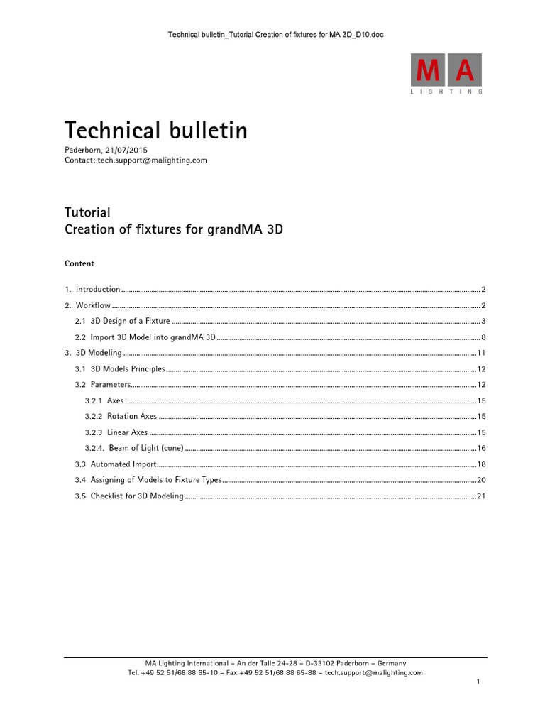 Technical Bulletin - Tutorial Creation of Fixtures For MA 3D - D10 ...
