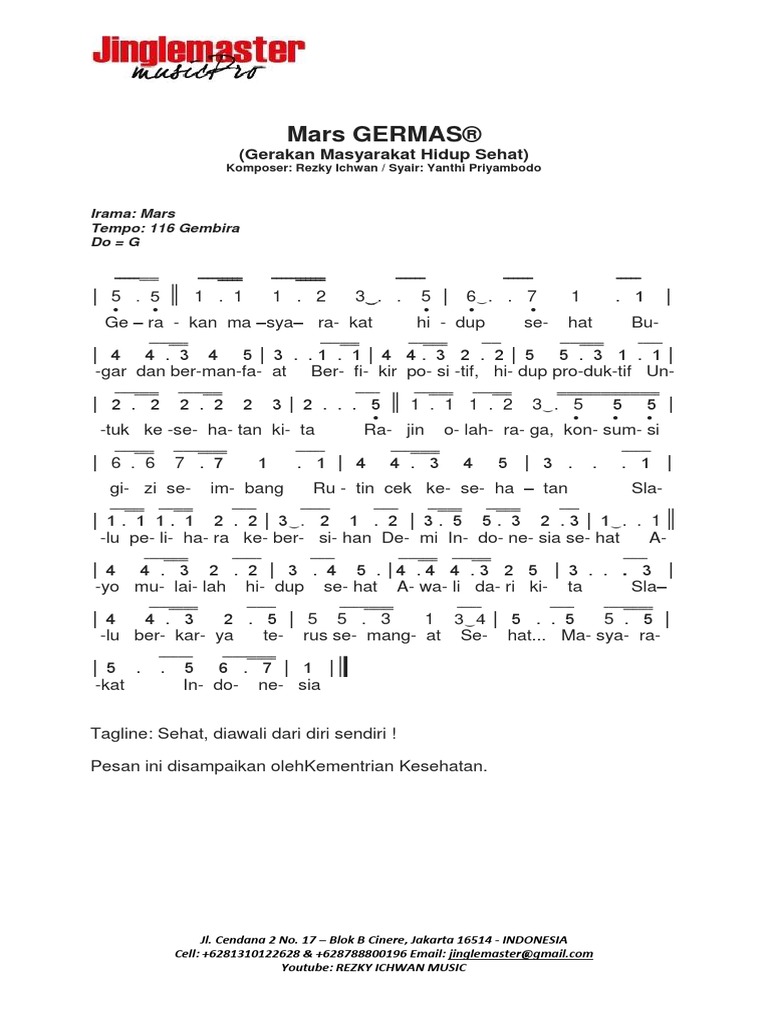 Partitur GERMAS Gerakan Masyarakat Hidup Sehat FINAL | PDF