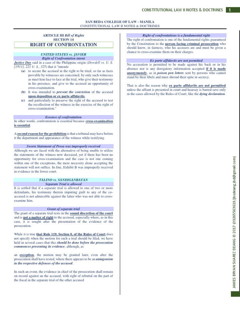 Law Students' Guide: Confrontation Rights | PDF | Confrontation Clause ...