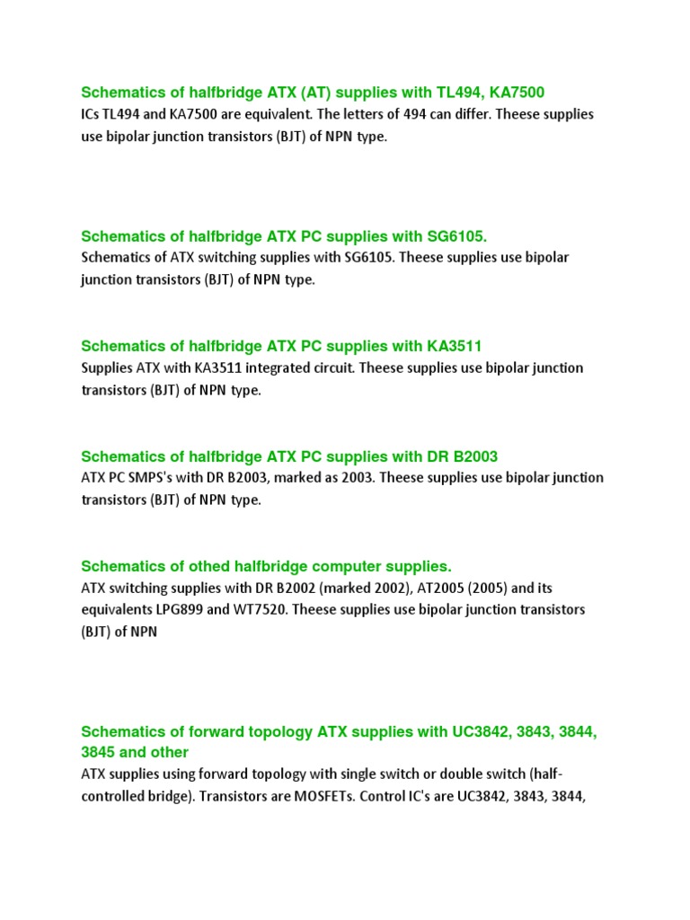 Schematics of Halfbridge ATX INFO | PDF