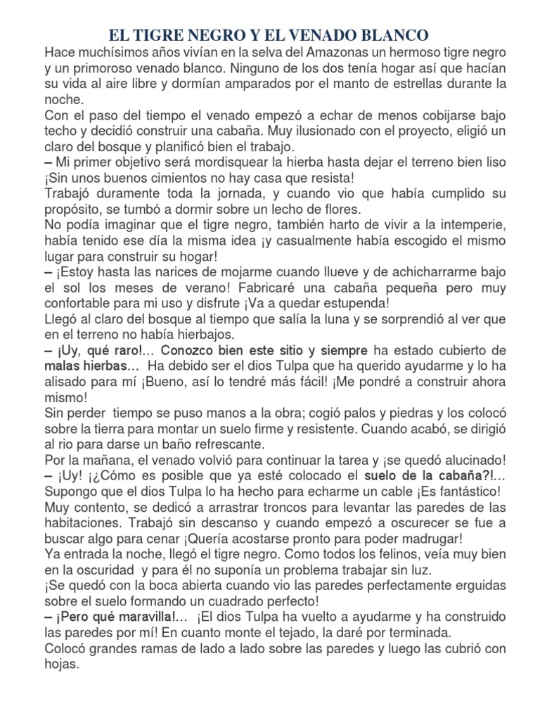 El Tigre Negro Y El Venado Blanco Pdf Tigre Naturaleza