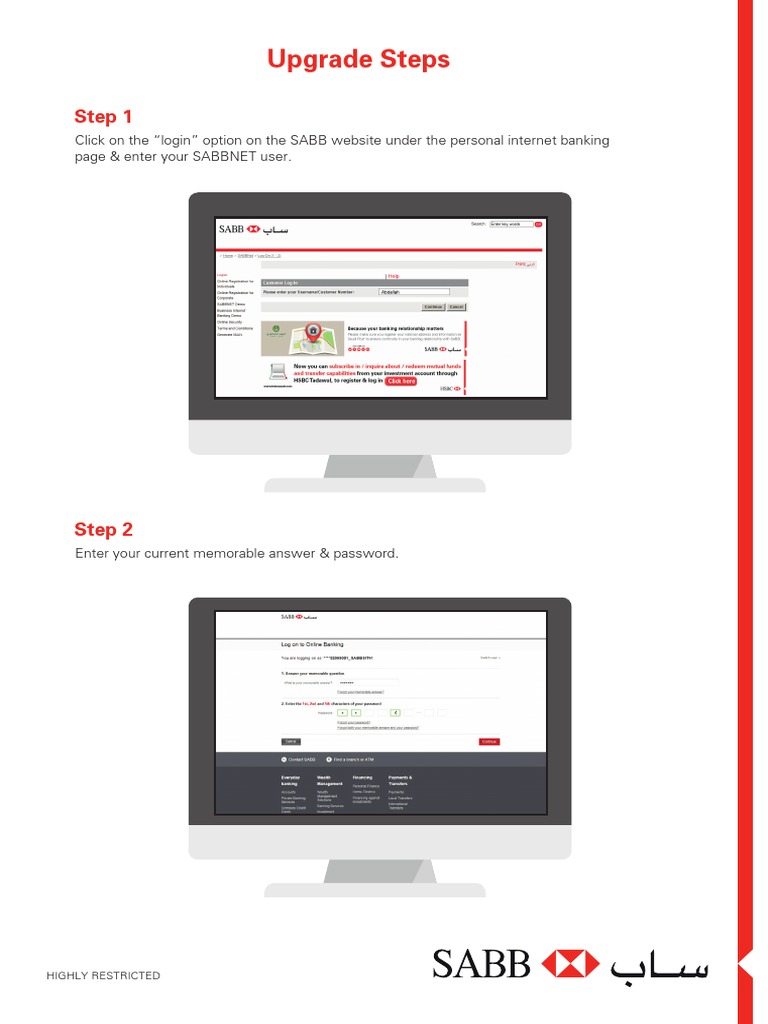 SABB Internet Banking Login Steps | PDF