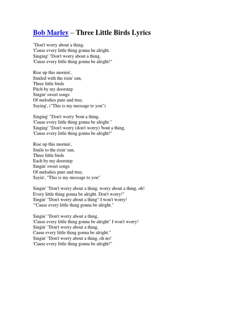 Bob Marley Three Little Birds Lyrics