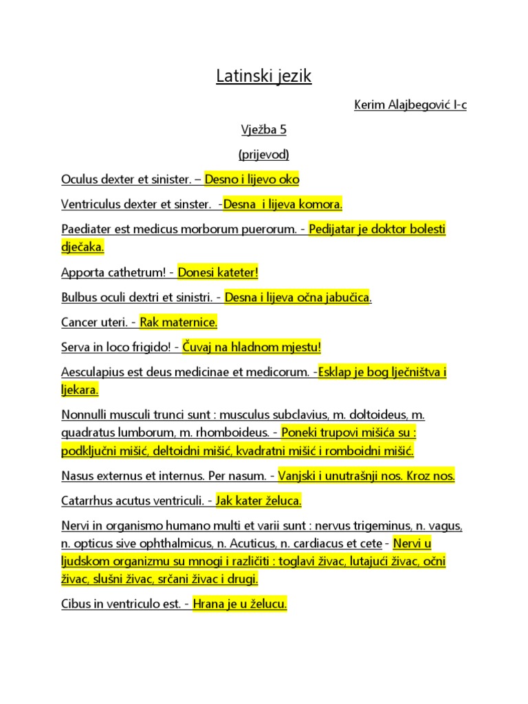 Latinski Vjezba 5 | PDF