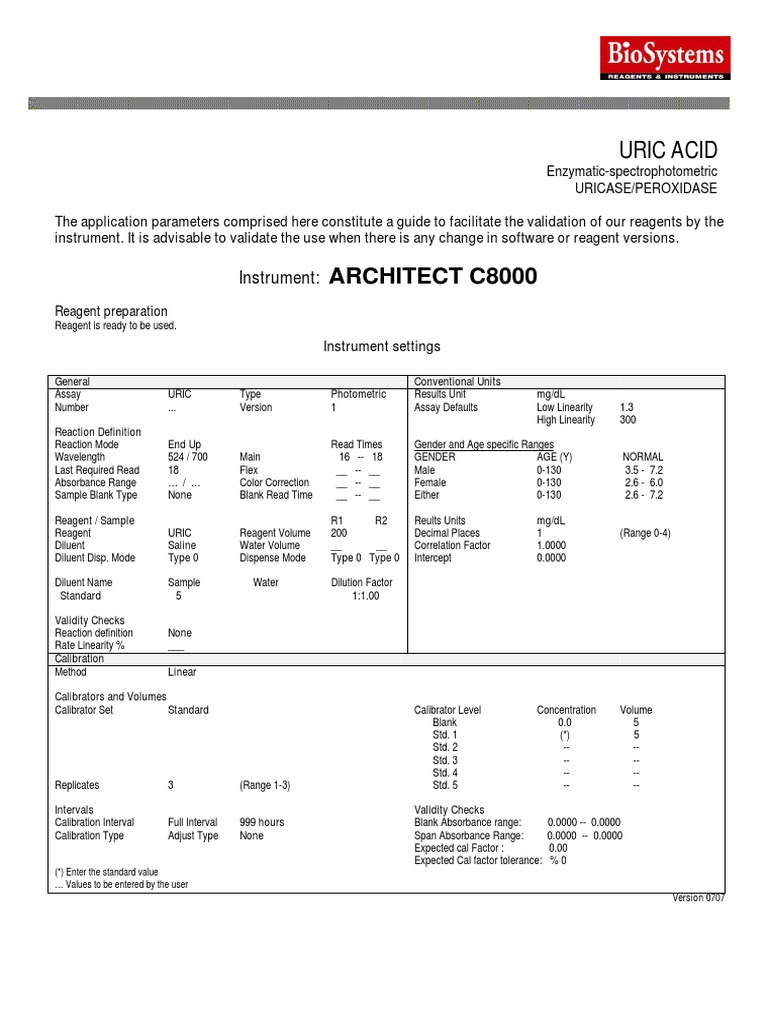 Uric | PDF | Absorbance | Calibration