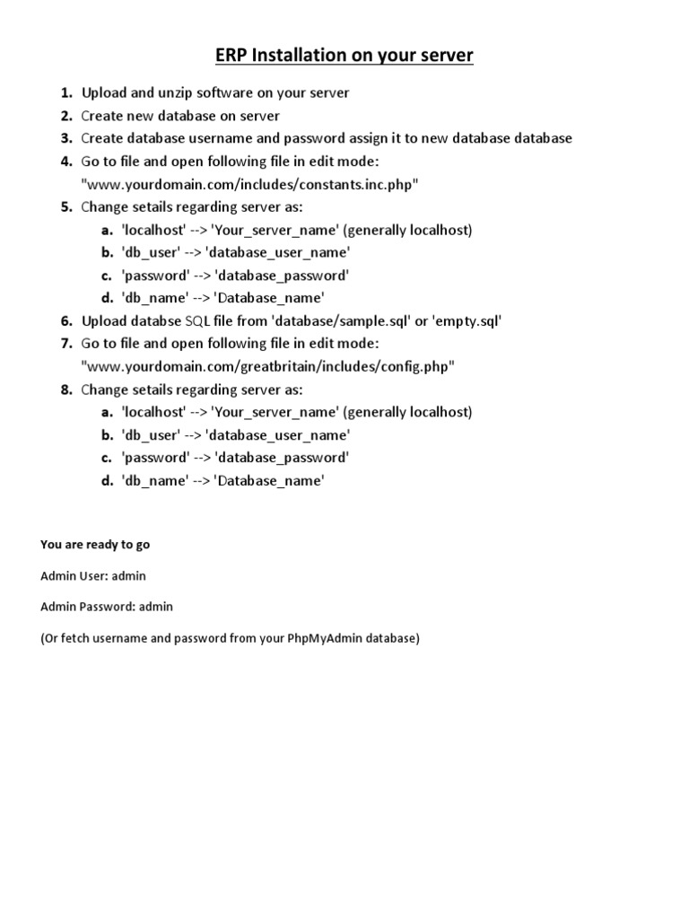 ERP Installation and User Guide | PDF | User (Computing) | Databases