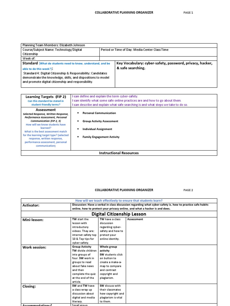 Privacy Security Lesson Plan | PDF | Reading Comprehension | Applied ...