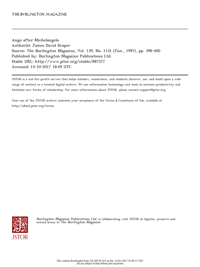 James David Draper | PDF | Michelangelo