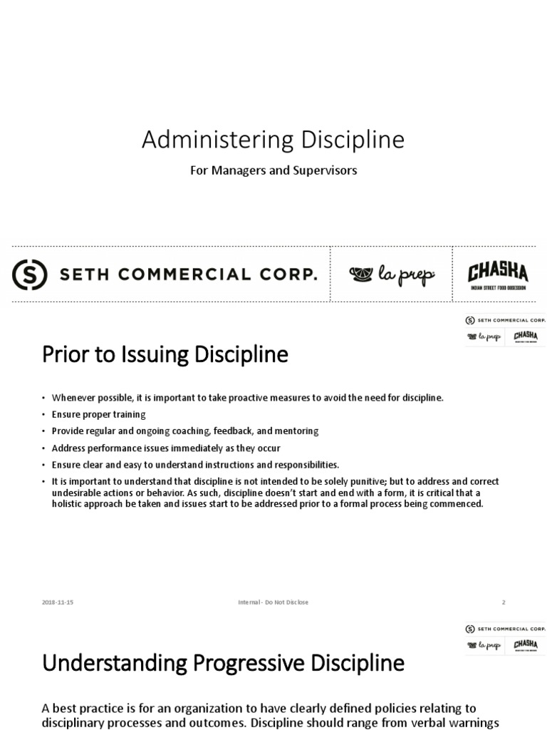 Administering Discipline: For Managers and Supervisors | PDF ...