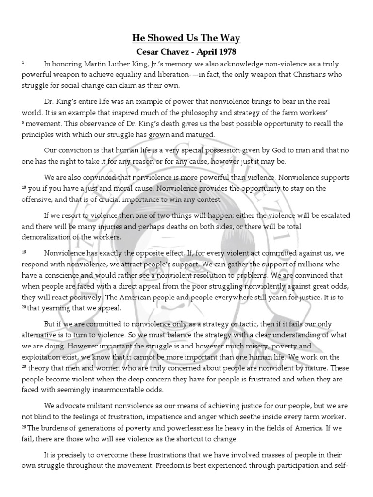 He Showed Us The Way - Cesar Chavez | PDF | Nonviolence | Violence
