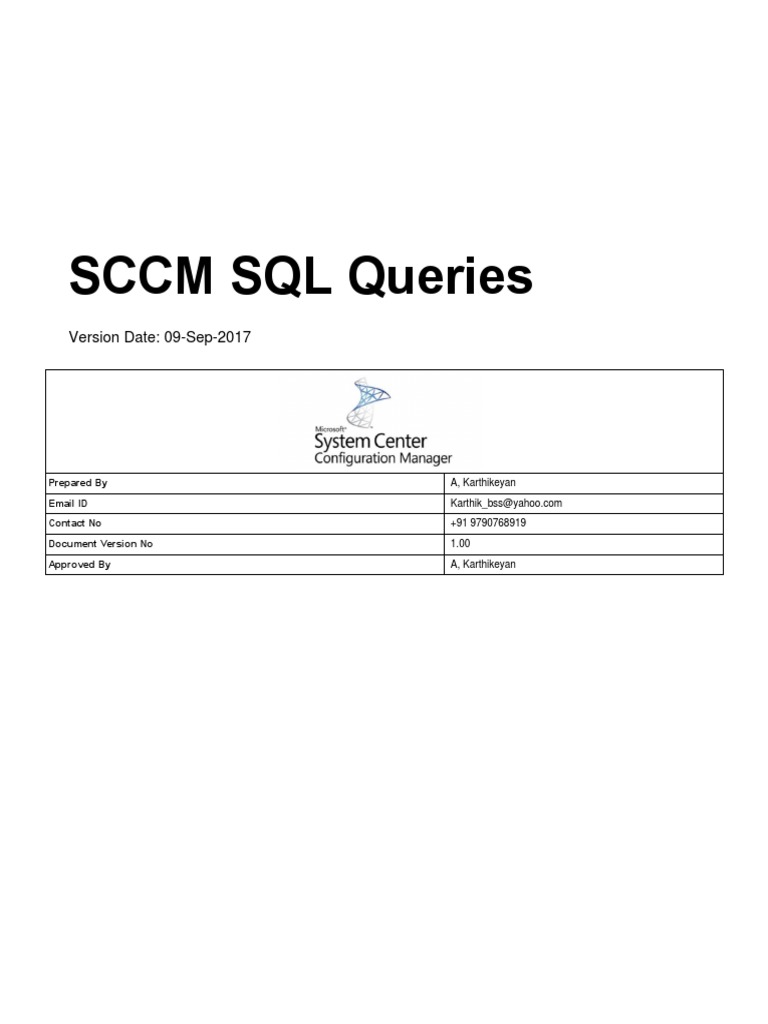 SCCM SQL Queries Guide | PDF | Personal Computers | Client (Computing)