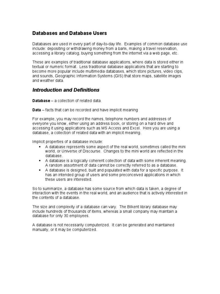 Chapter 1 Notes | PDF | Database Transaction | Databases