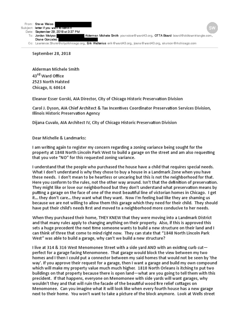 Opposition to Zoning Variance Request | PDF | Law