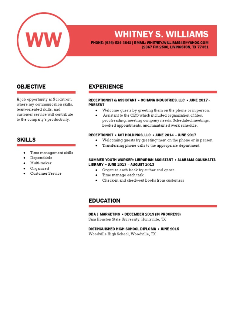 Job Application for Nordstrom Position | PDF | Career & Growth
