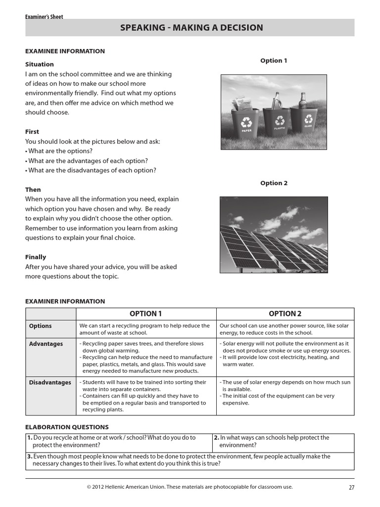 Speaking ECCE Prompt | PDF | Recycling | Paper
