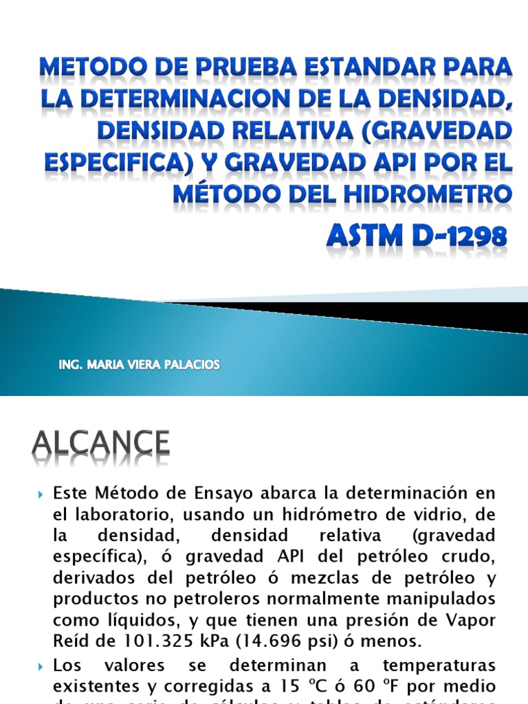 Método ASTM D1298 para Densidad de Petróleo | PDF | Densidad | Temperatura