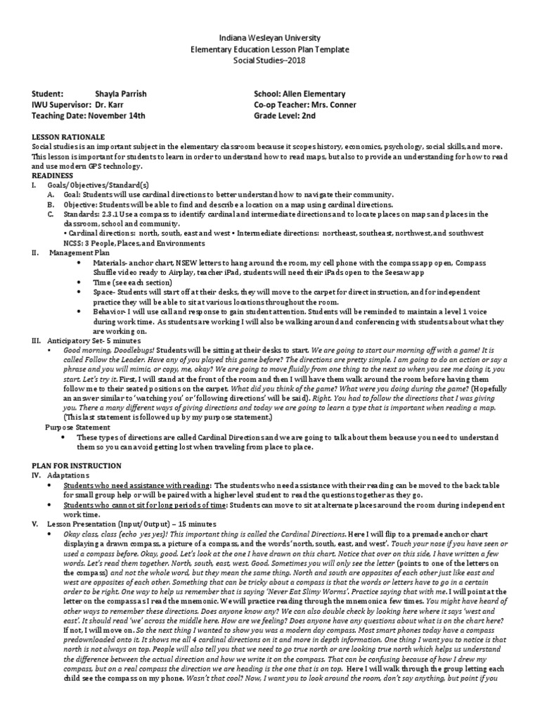 Lesson Plan Direct Instruction Gradual Release Fa2018 | PDF | Lesson ...