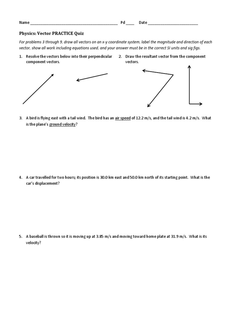Vector Practice Quiz | PDF