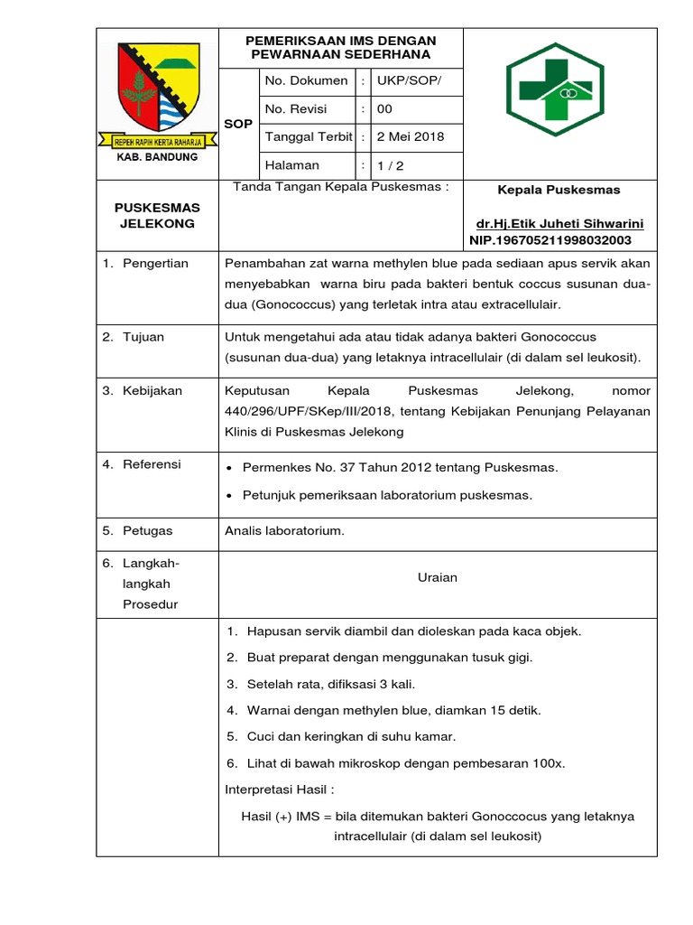 Pemeriksaan IMS dengan Pewarnaan Methylene Blue | PDF
