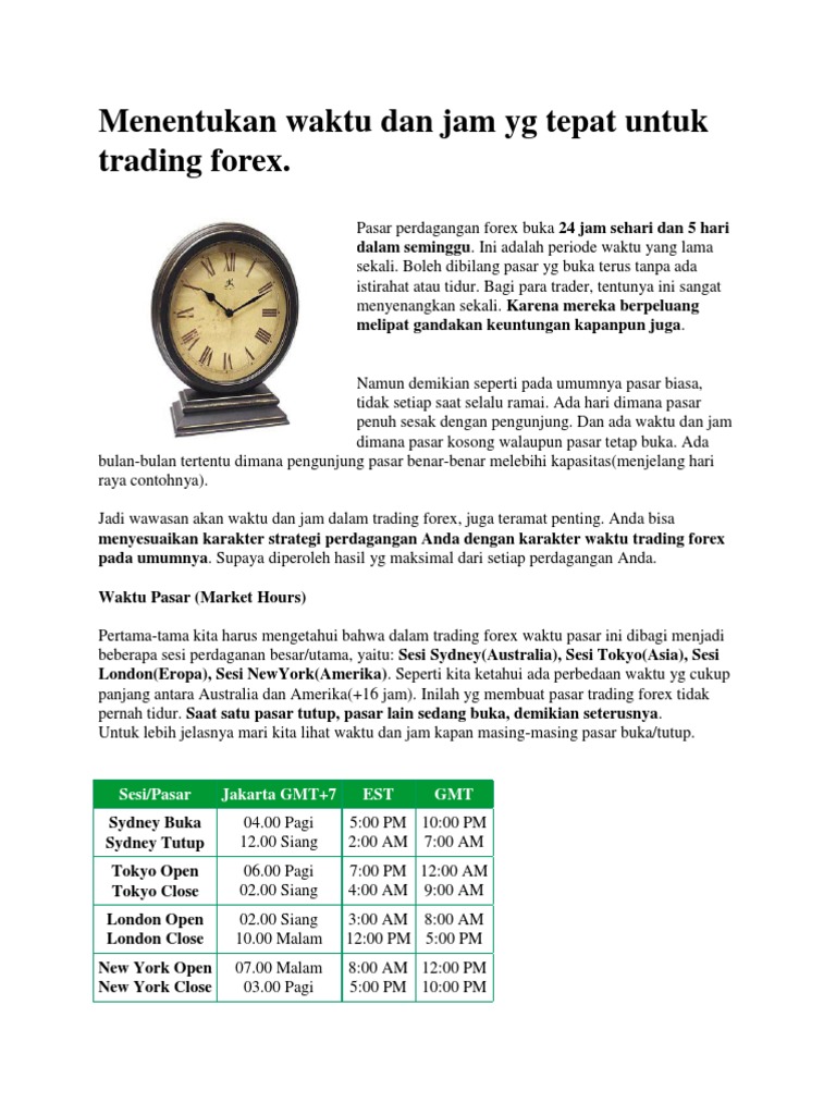 Menentukan Waktu Dan Jam Yg Tepat Untuk Trading Forex | PDF