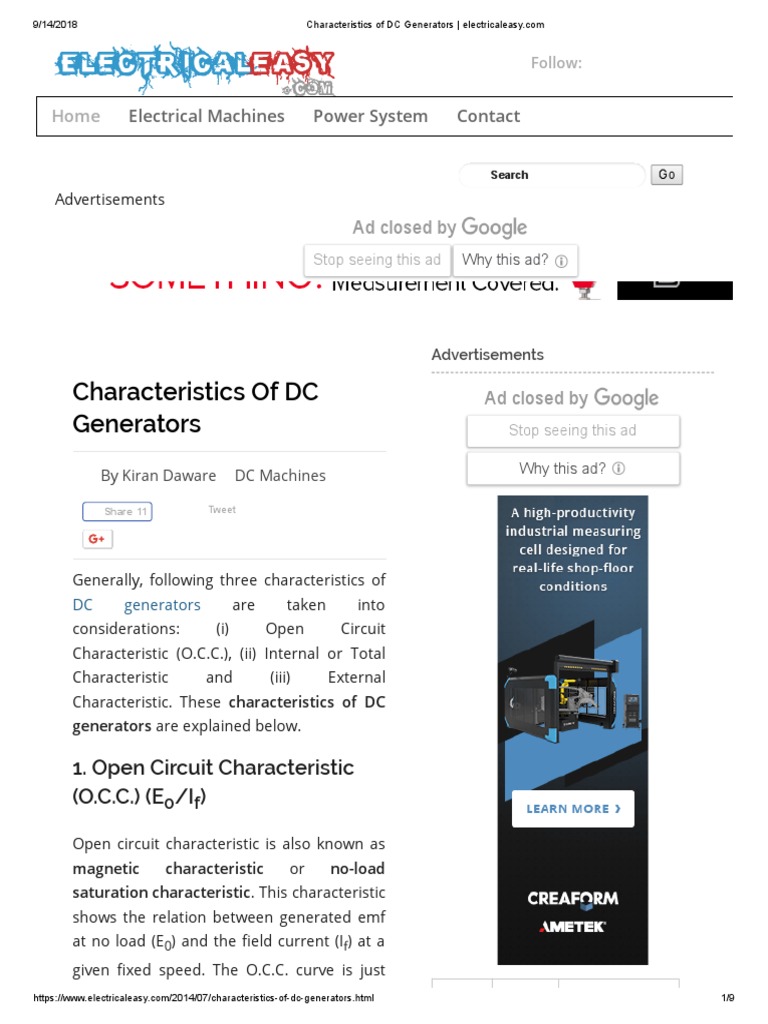 Characteristics of DC Generators | Download Free PDF | Electric ...